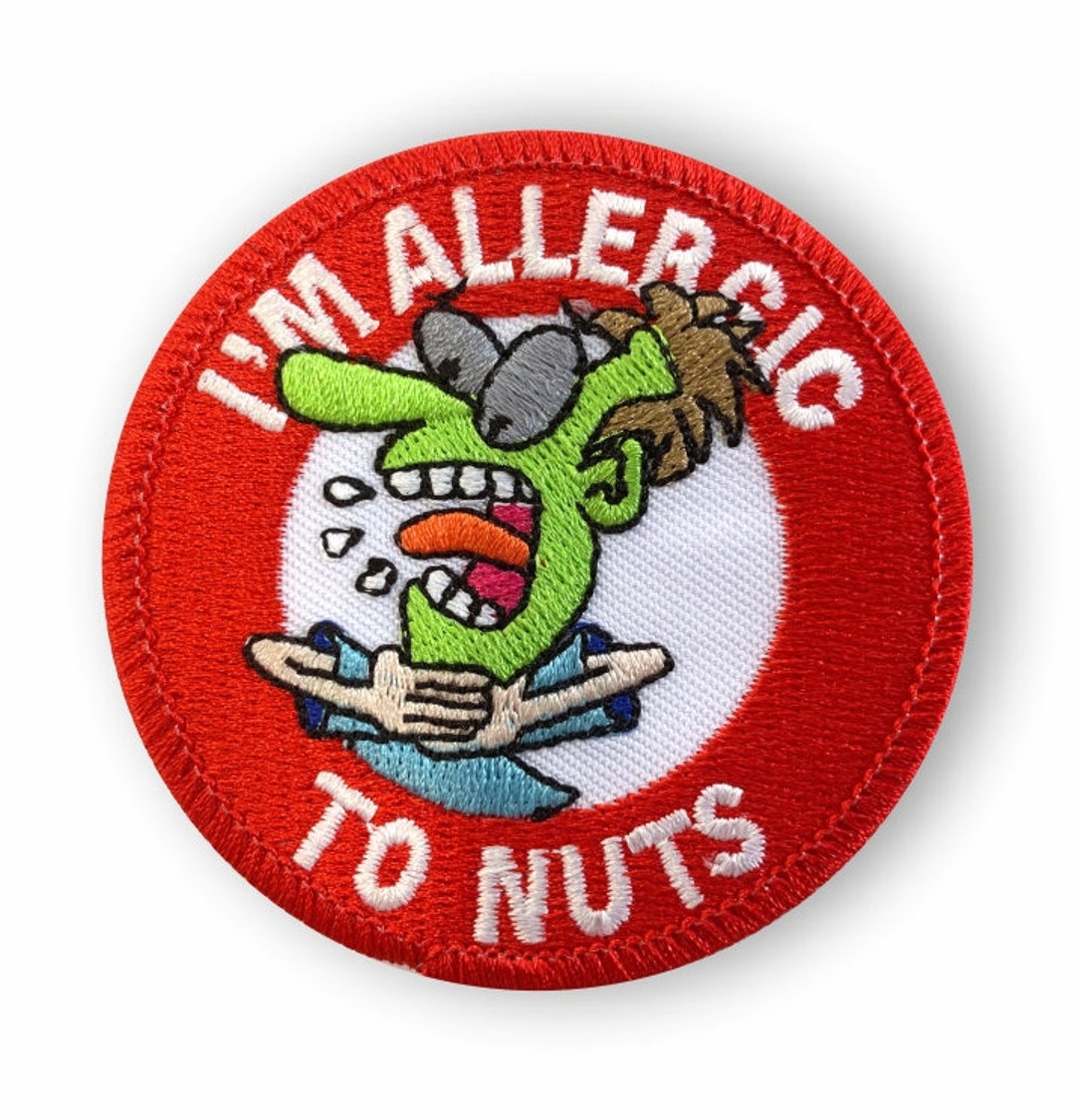 Allergy Alert Patches, Pin Badges & Stickers - Allergic to Nuts - Fun ...