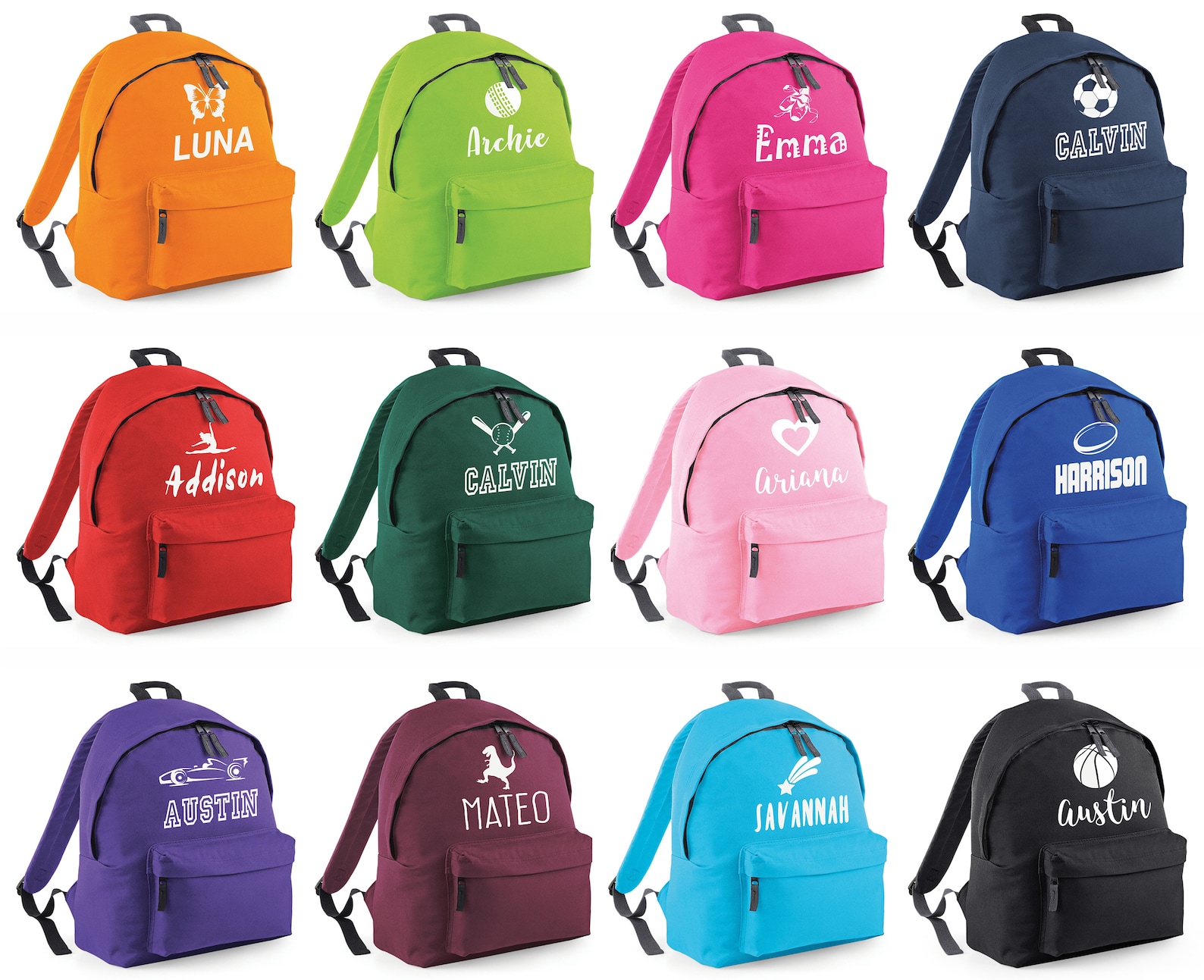 Personalized Backpack Printed With Name Black - Etsy UK