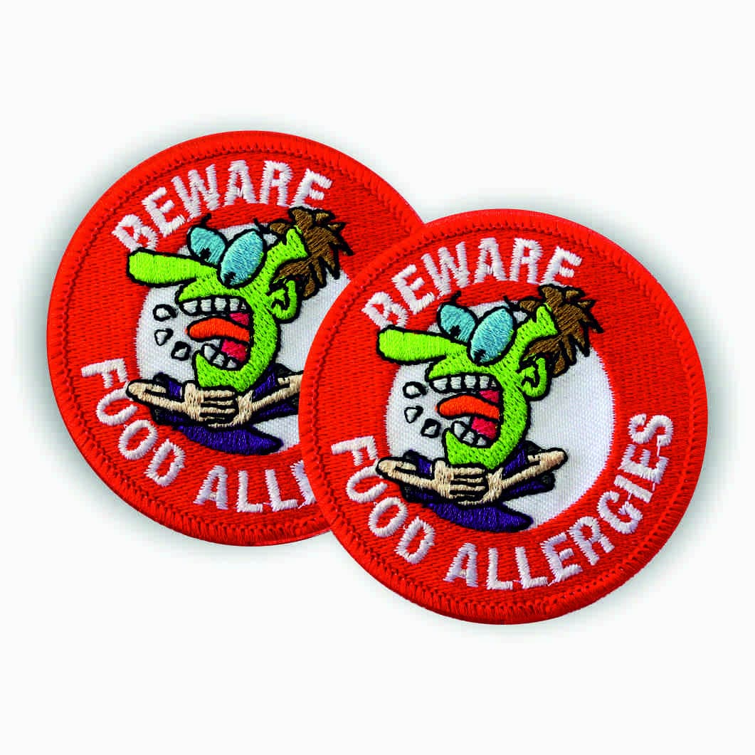 Allergy Pin Badges, Alert Patches and Stickers - Beware Food Allergies ...