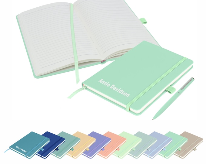 Personalized Journal/notebooks With Pen / Book Printed With Name Pastel ...