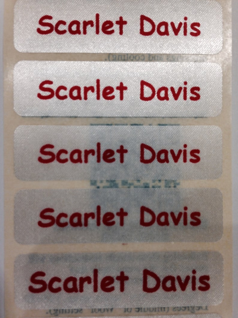 Name Tapes/labels IRON-ON Red or Blue Print on White Tags - Etsy UK