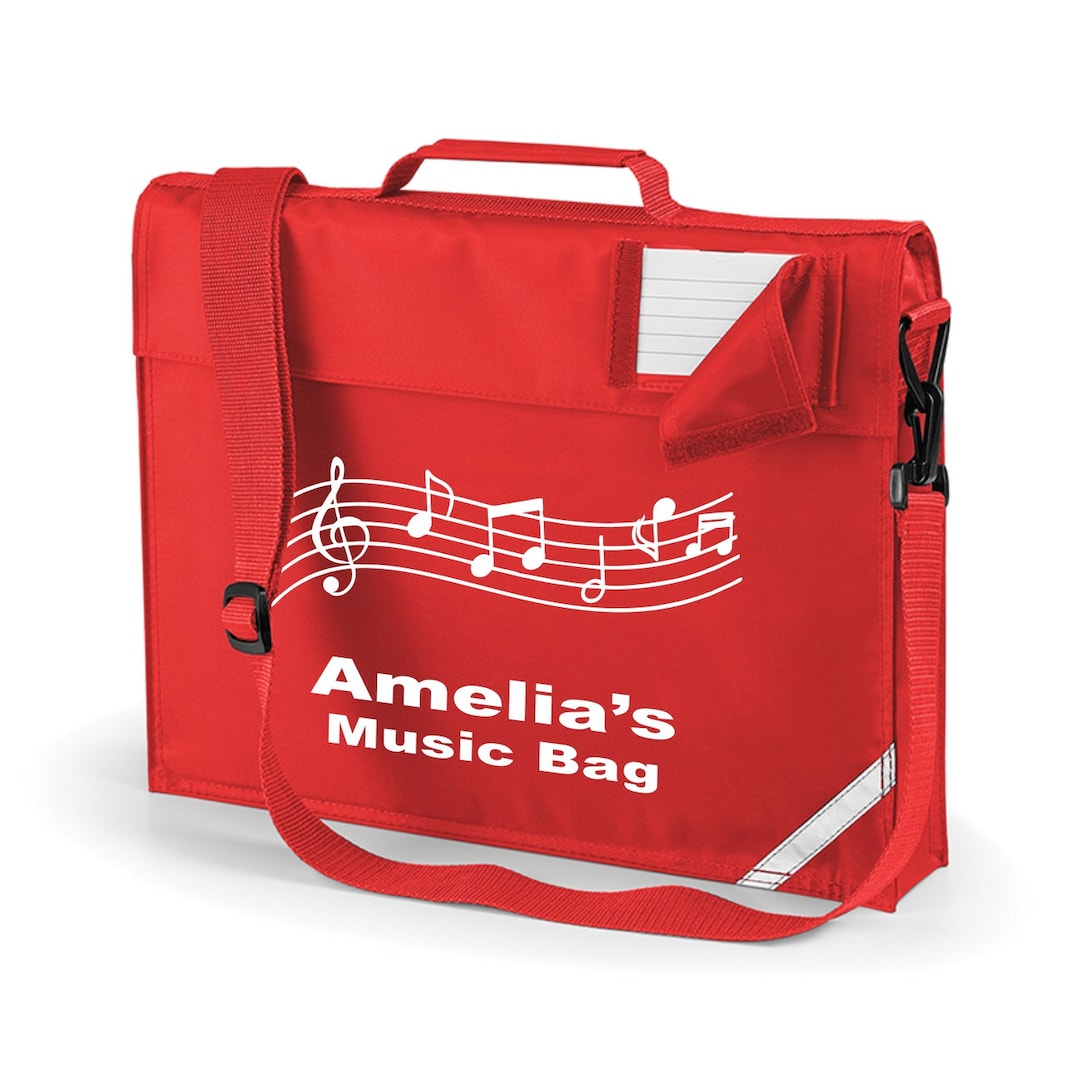 Personalised Music Bag / Book Bag Shoulder Strap Printed With Name ...