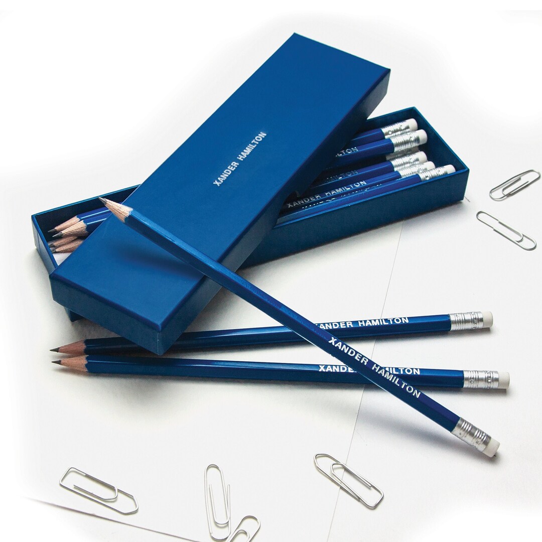 Personalized Navy Pencils in a Box - Etsy