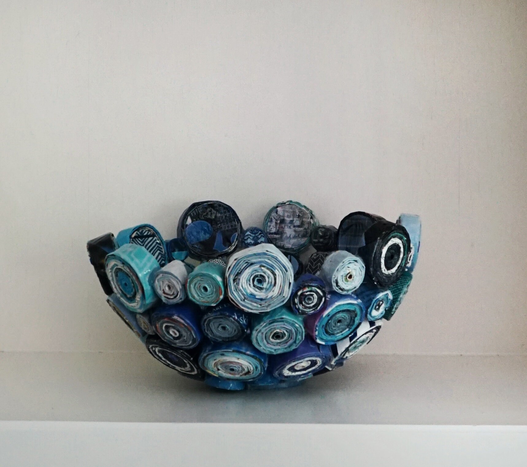 Blue and White Bowl Made From Paper, Paper Bowl, Paper Roll Bowl ...