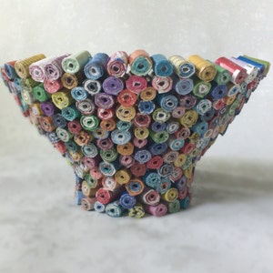 Multi-colored Vase Made From Paper, Paper Vase, Paper Roll Vase, Unique ...