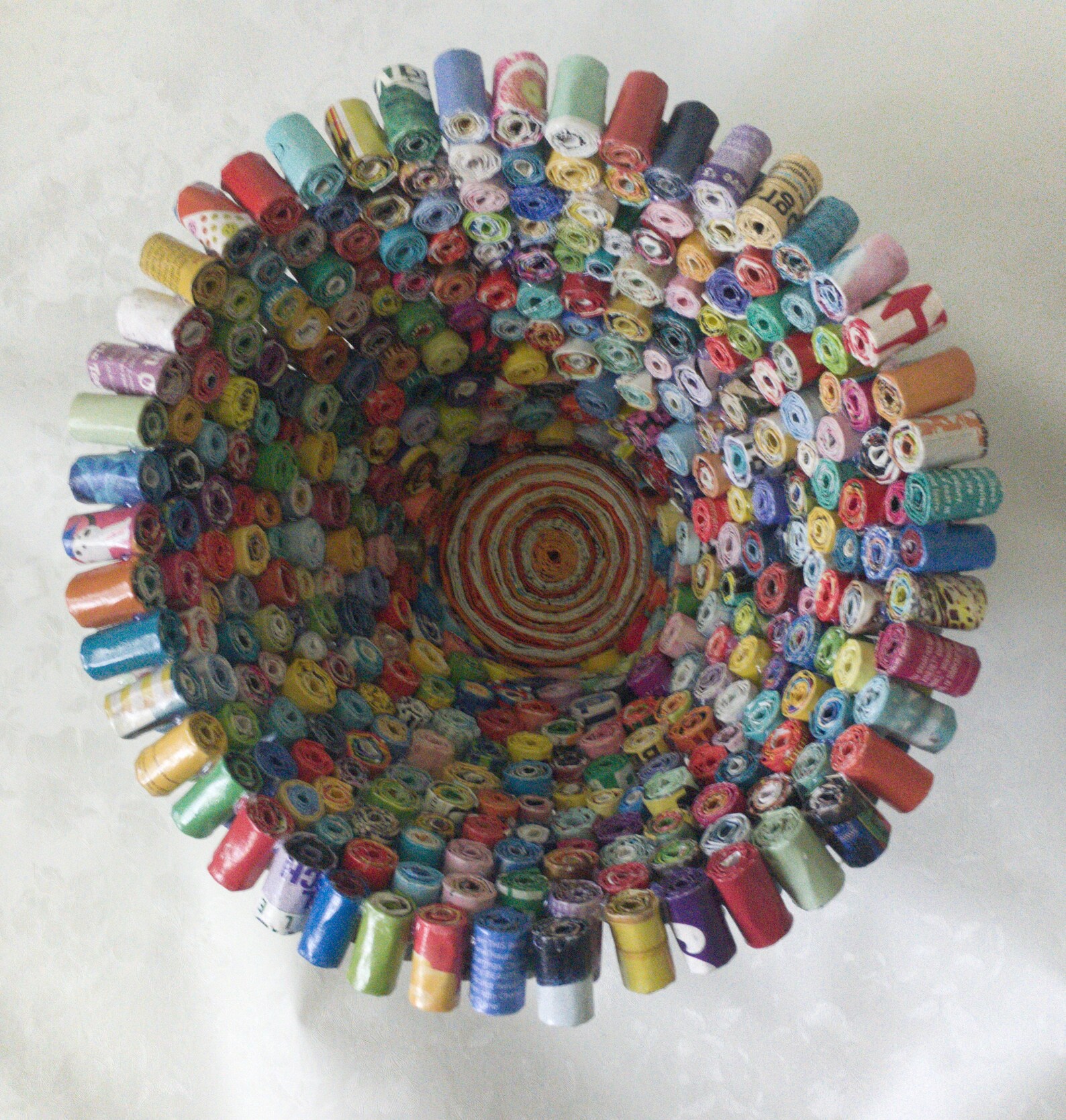 Multi-colored Vase Made From Paper, Paper Vase, Paper Roll Vase, Unique ...