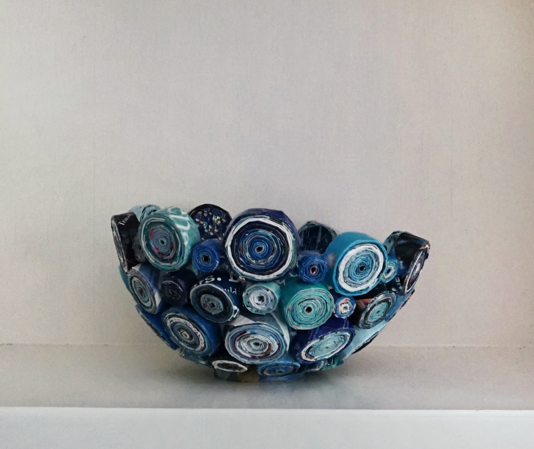 Blue and White Bowl Made From Paper, Paper Bowl, Paper Roll Bowl ...