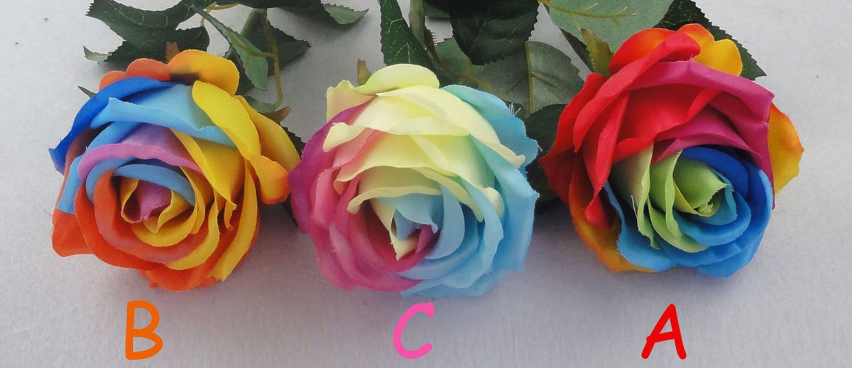 Big Silk Rainbow Roses Boutonnieres Corsage | Etsy