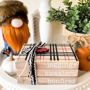 Fall Bucket List Wooden Book Stack Fall Wooden Book Stack - Etsy