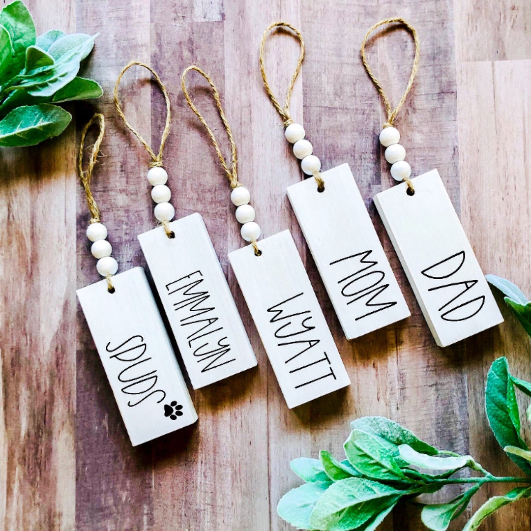Wooden Stocking Name Tags, Personalized Stocking Name Tags, Farmhouse ...