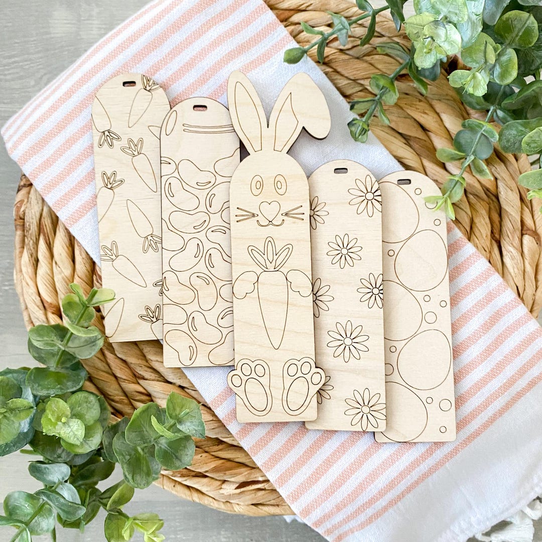 Wooden Easter Bookmark Coloring Craft for Kids, Easter Bookmark Craft ...