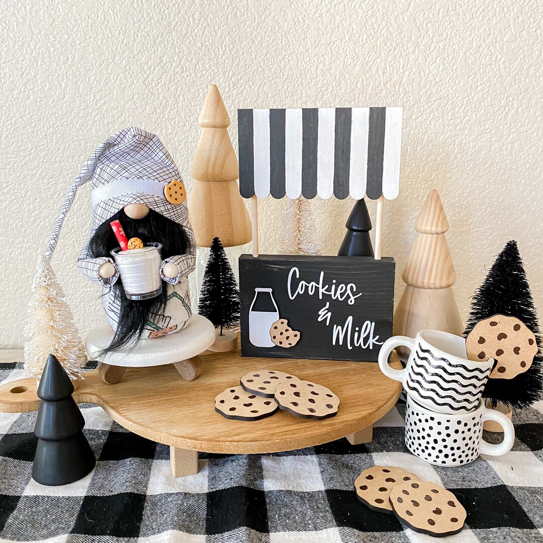 Neutral Milk and Cookies 3D Stand, Milk and Cookies Tiered Tray Decor ...