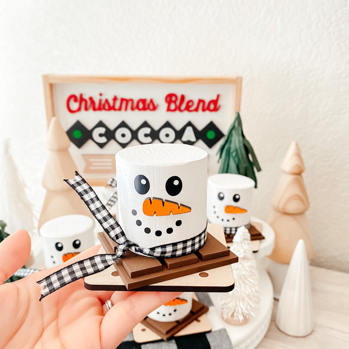 Wooden S'mores Snowman Wooden S'more Snowman - Etsy
