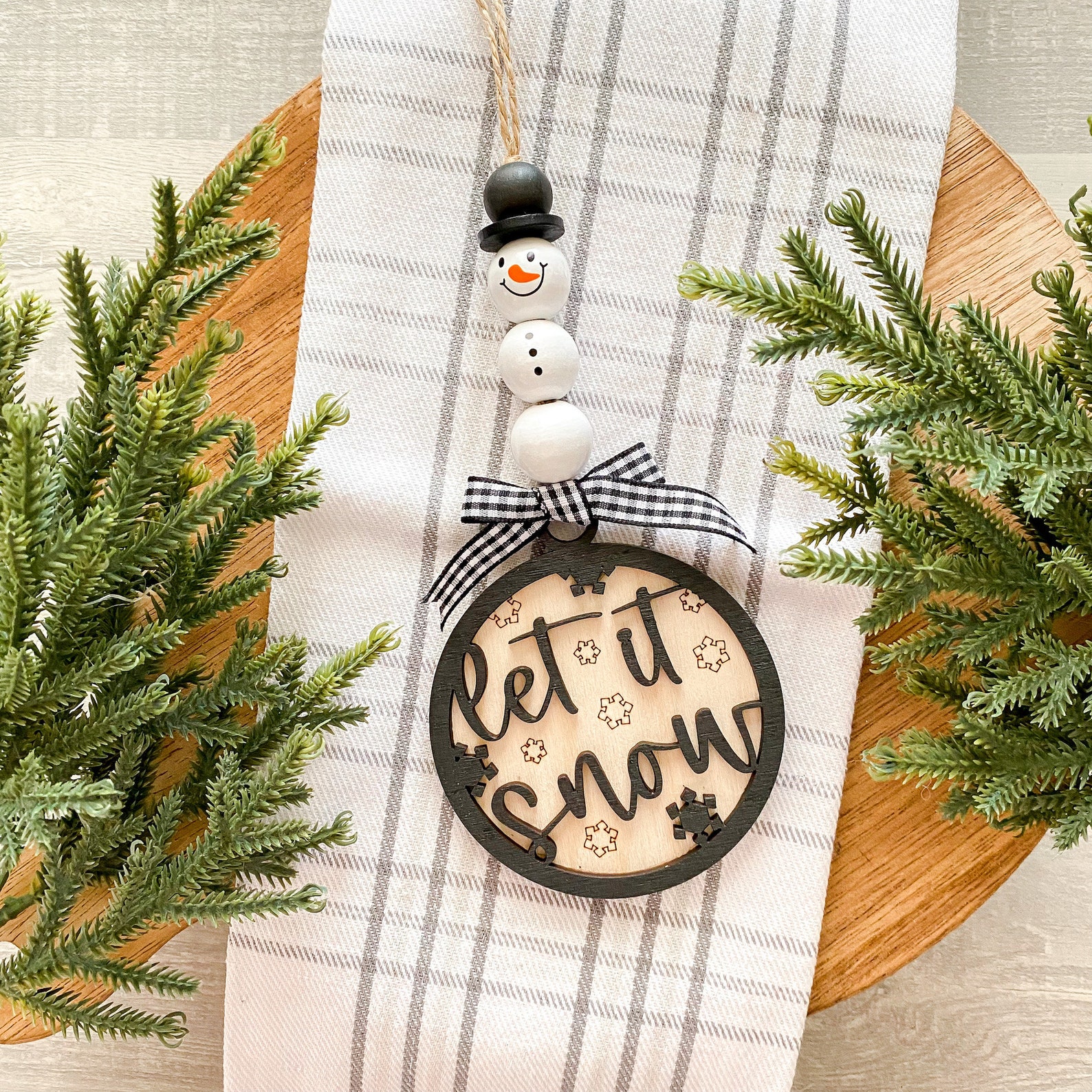 Let It Snow Christmas Ornament Let It Snow Wooden Ornament - Etsy