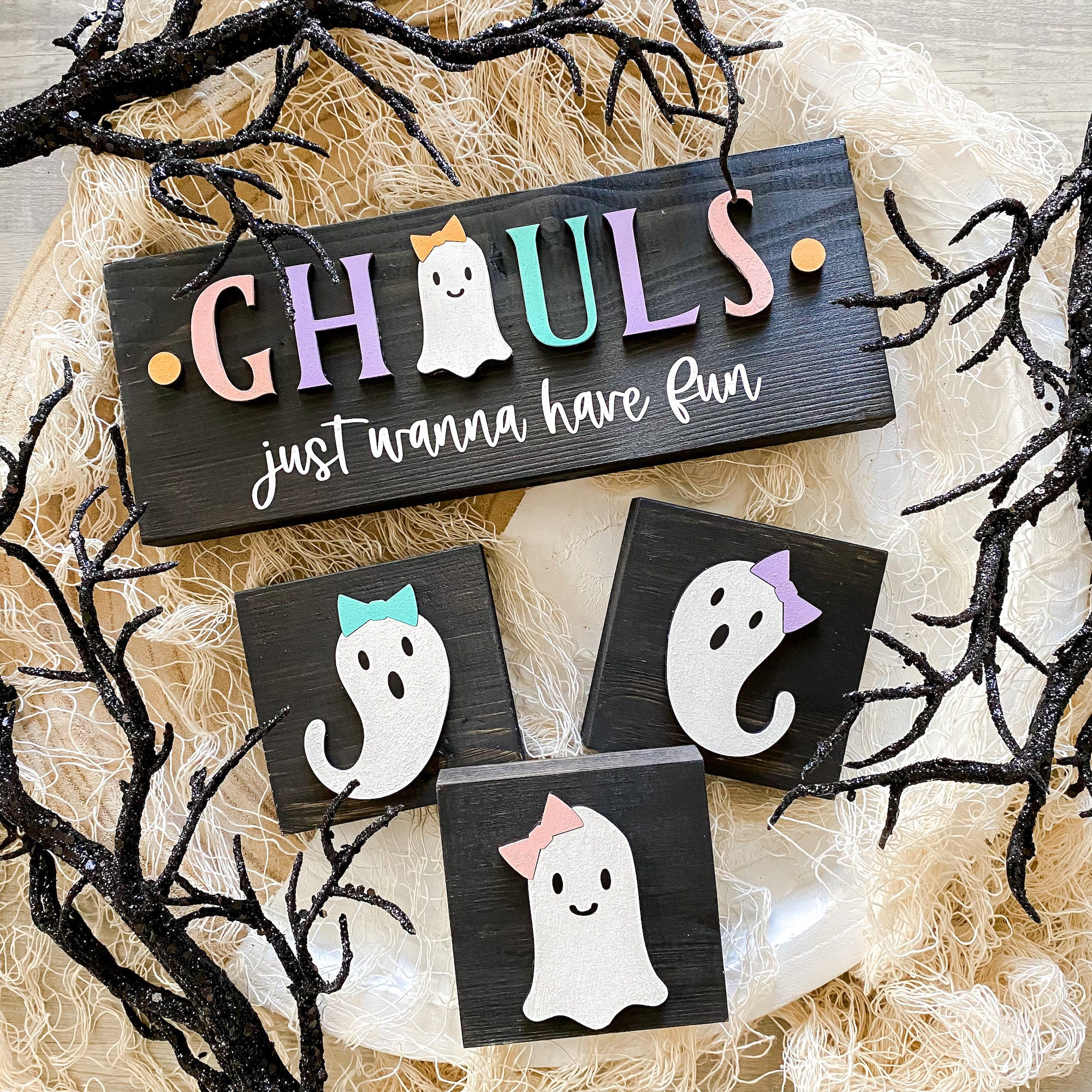 Ghouls Just Wanna Have Fun Tiered Tray Signs Ghouls Just - Etsy