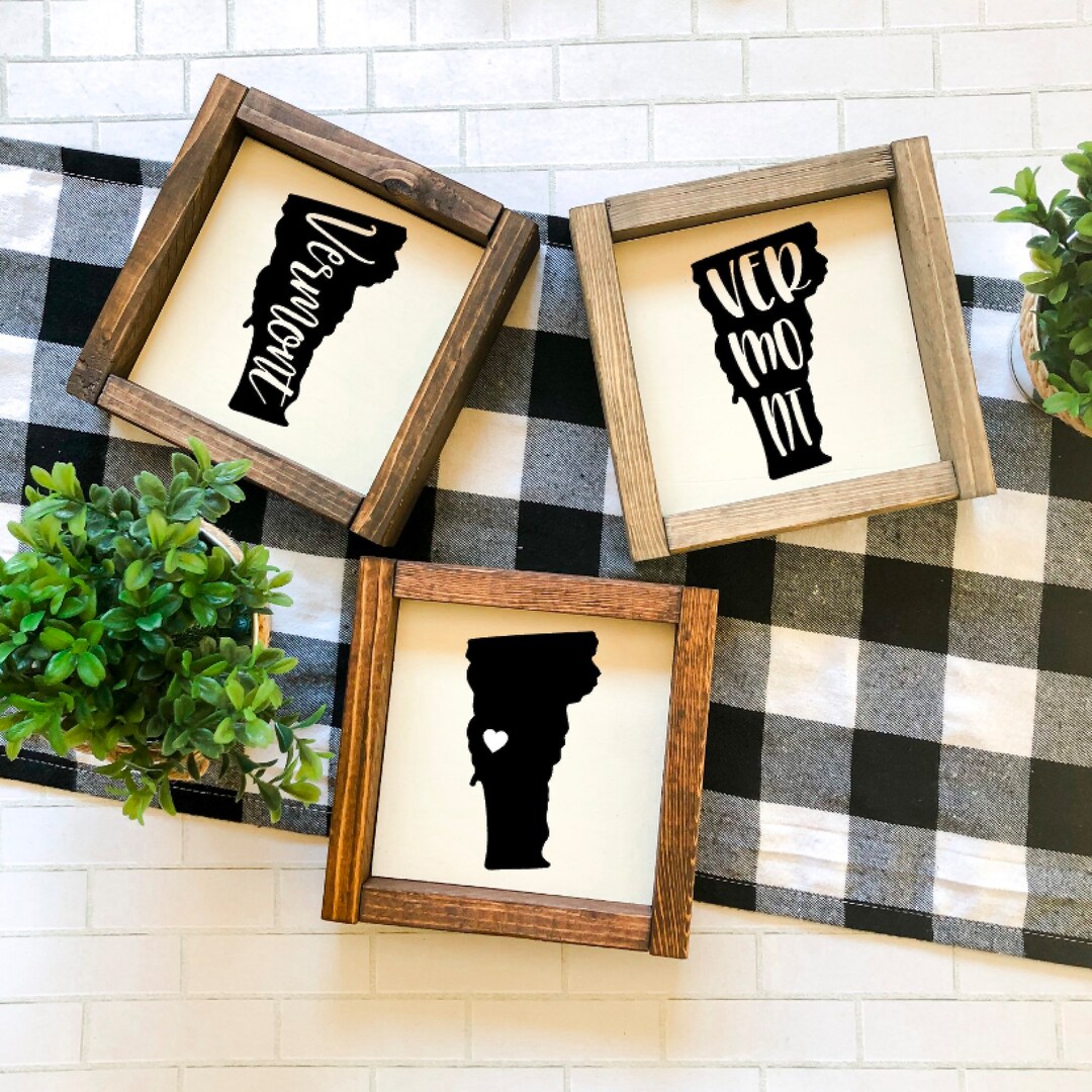 Vermont Farmhouse Signs,vermont Farmhouse Decor, Vermont State Signs ...