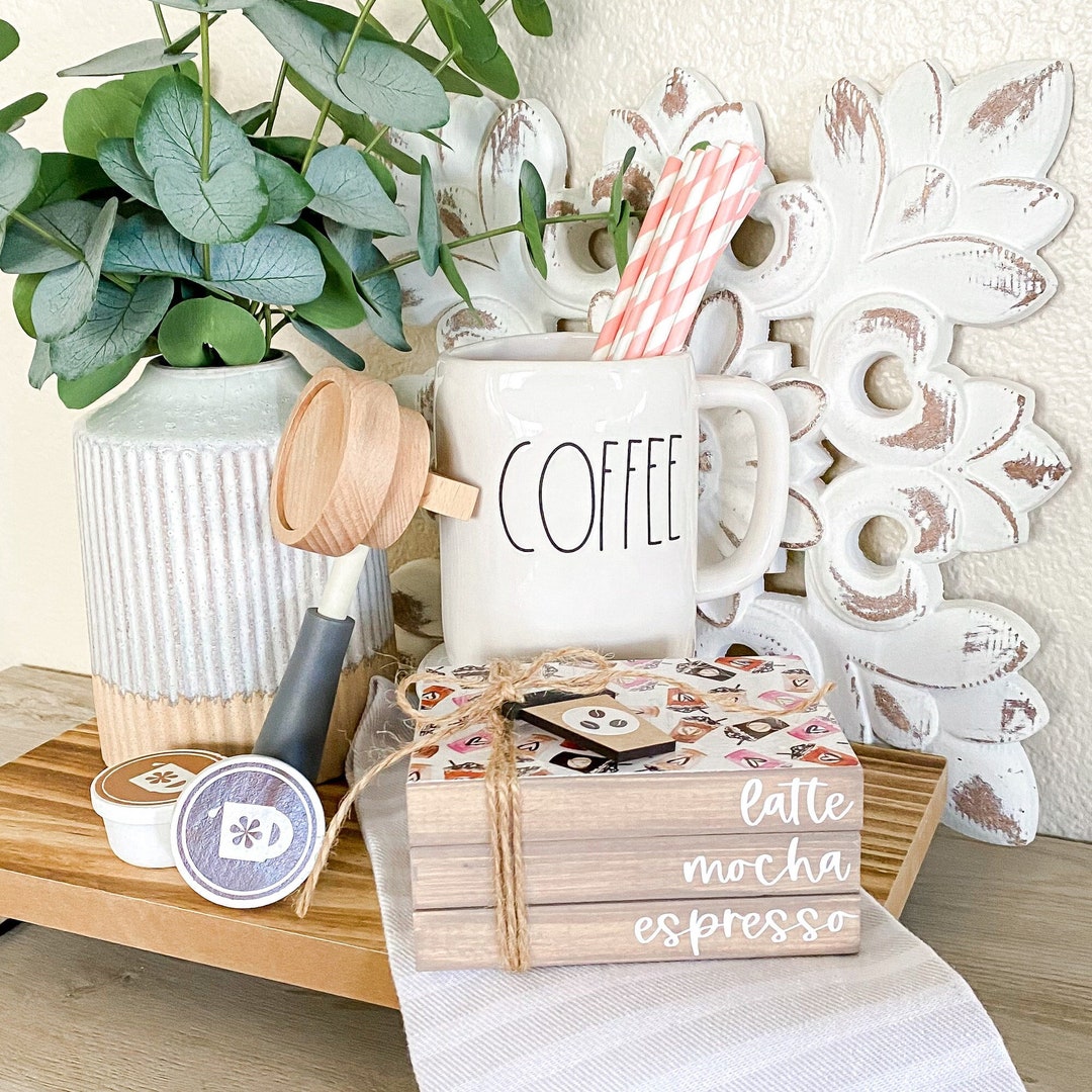 Coffee Lovers Book Stack Coffee Wooden Book Stack Coffee - Etsy