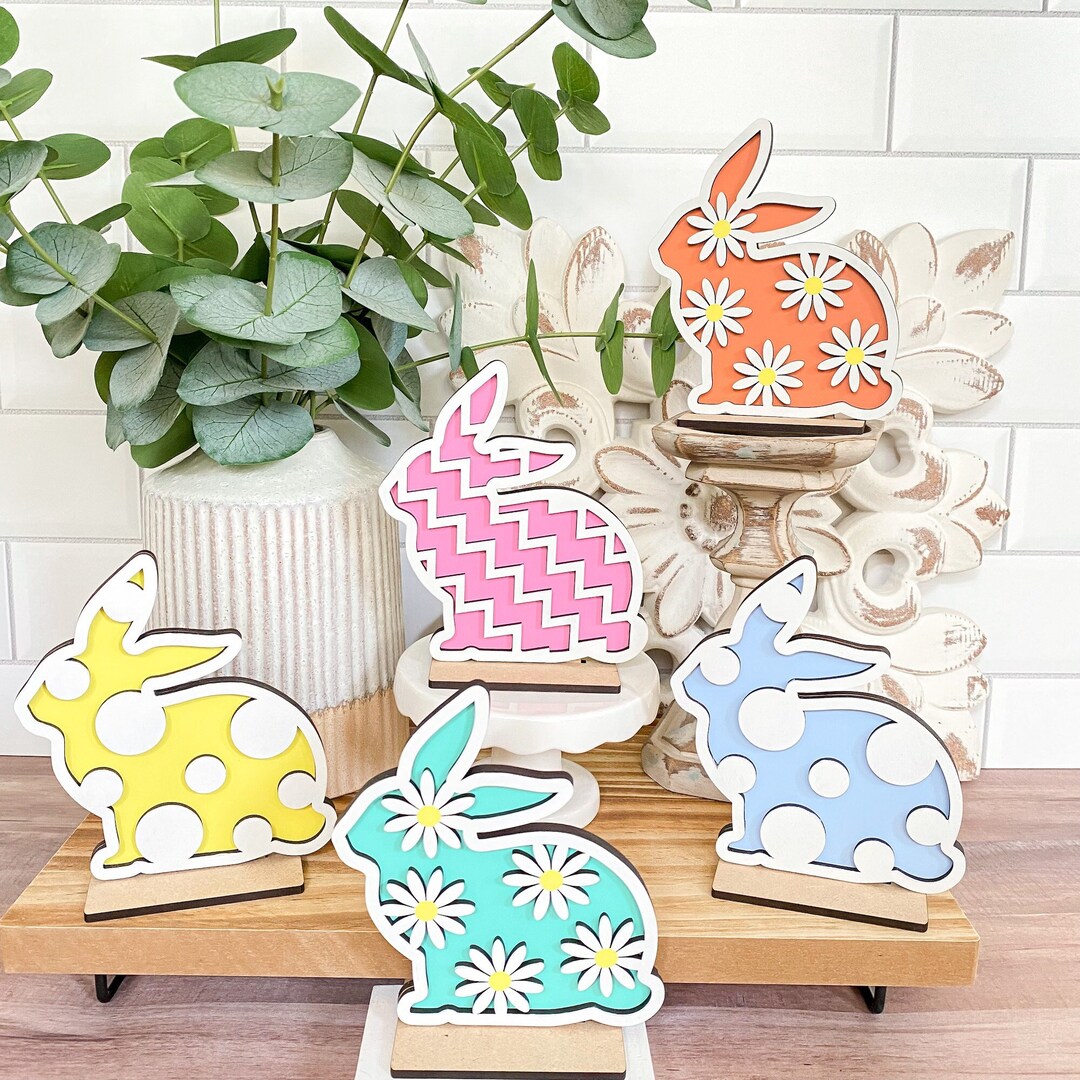 Mini Standing Easter Bunny, Laser Cut Easter Bunny, Spring Shelf Decor ...