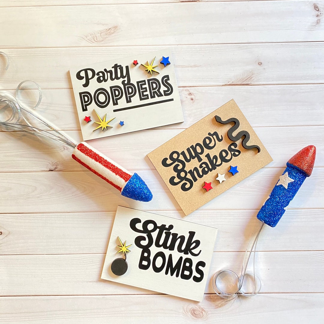 3D Firework Packets, 3D Firework Tiered Tray Decor, 3D Fourth of July ...