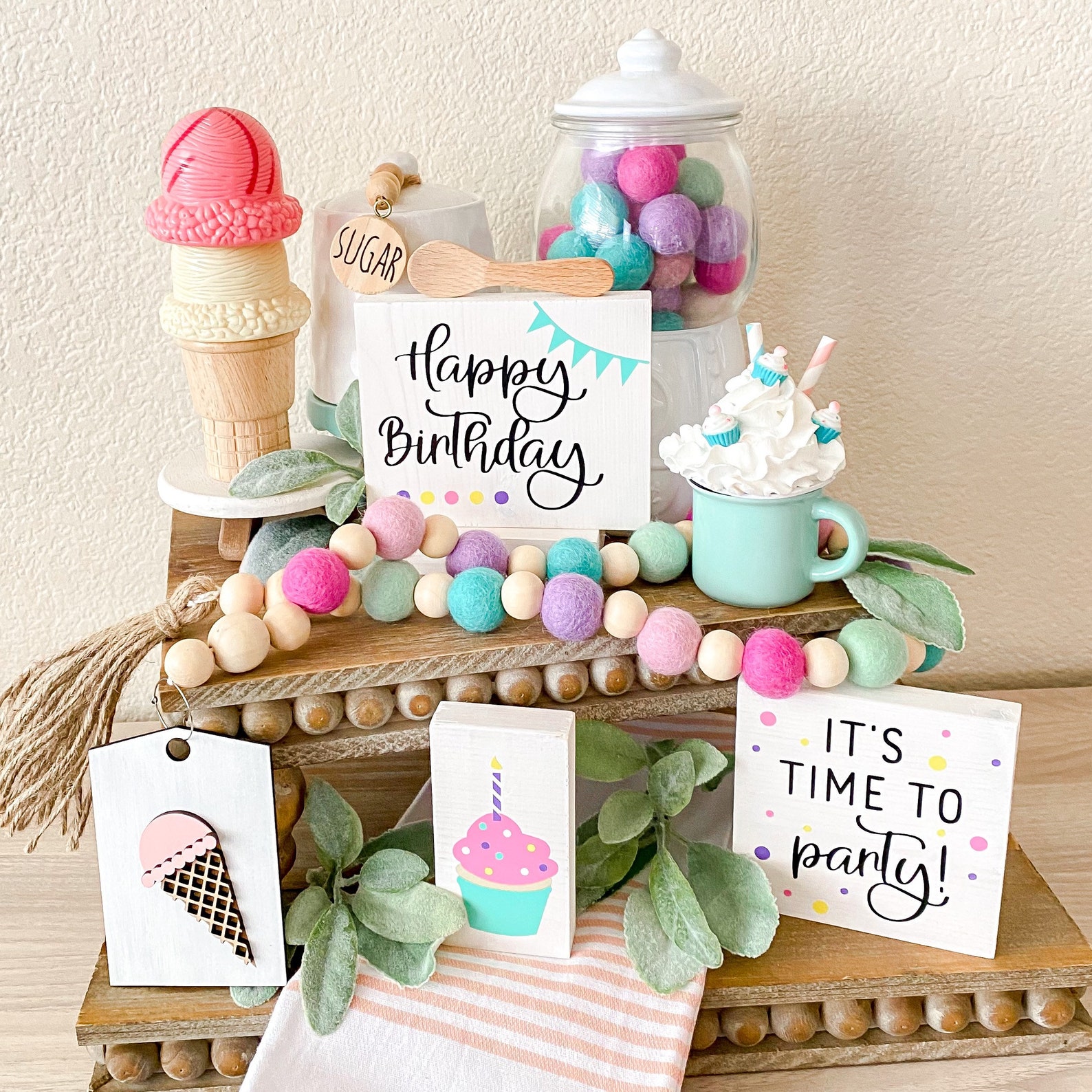 Happy Birthday Farmhouse Tier Tray Sign Setit's Time to - Etsy