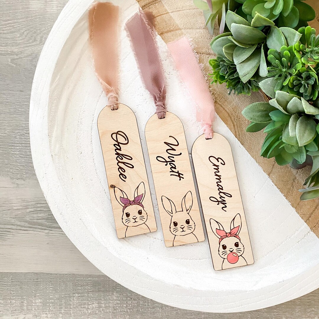 Personalized Wooden Easter Bunny Bookmarks, Wooden Bookmarks ...