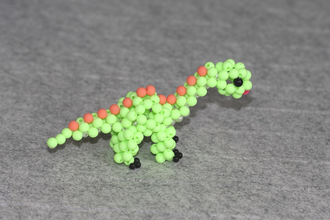Handmade Beaded Dinosaur & Crocodile Toy, 6mm Acrylic Beads, Keyring ...