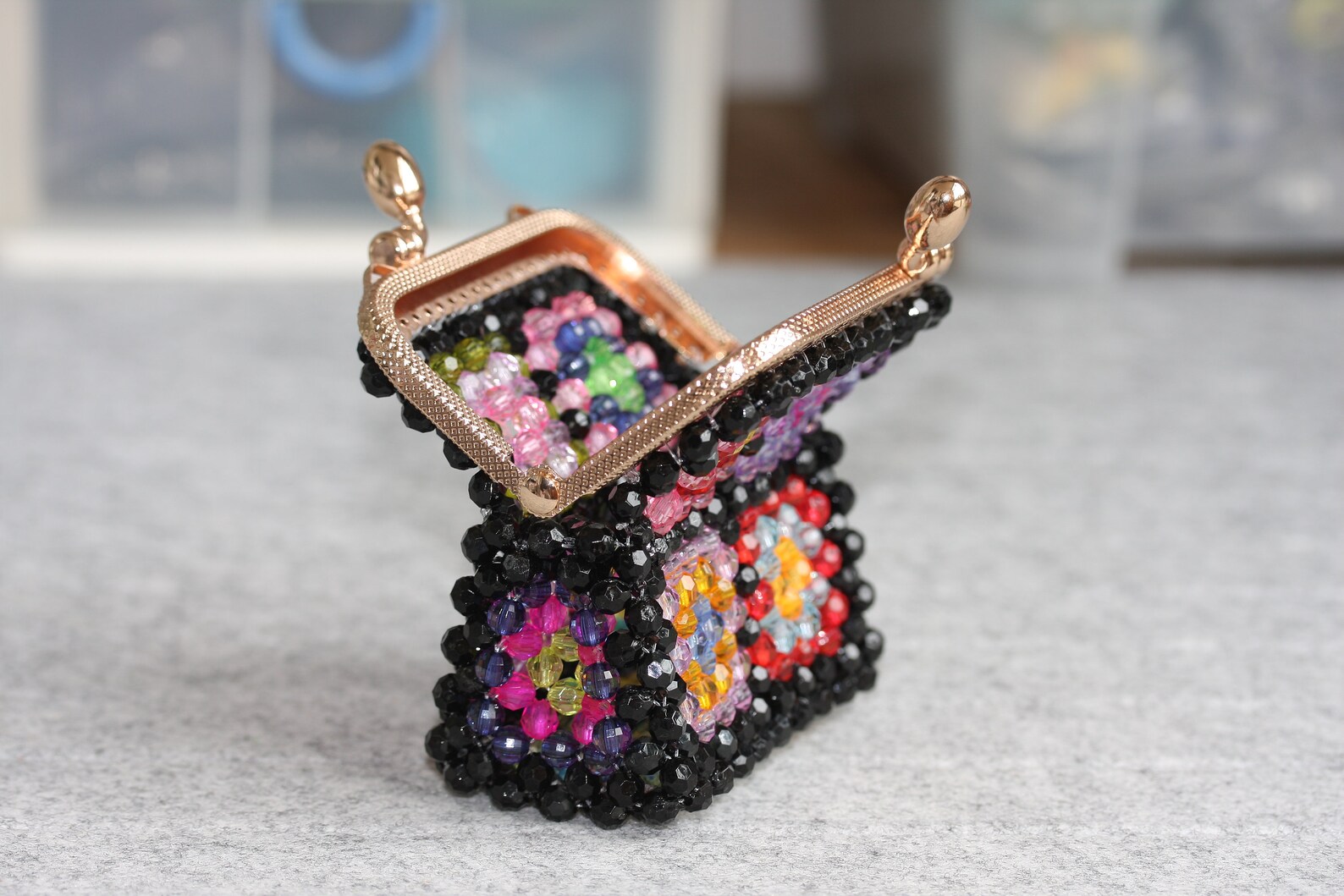 Original Design Handmade Beaded Purse /acrylic Clear Beads Coin Bag ...