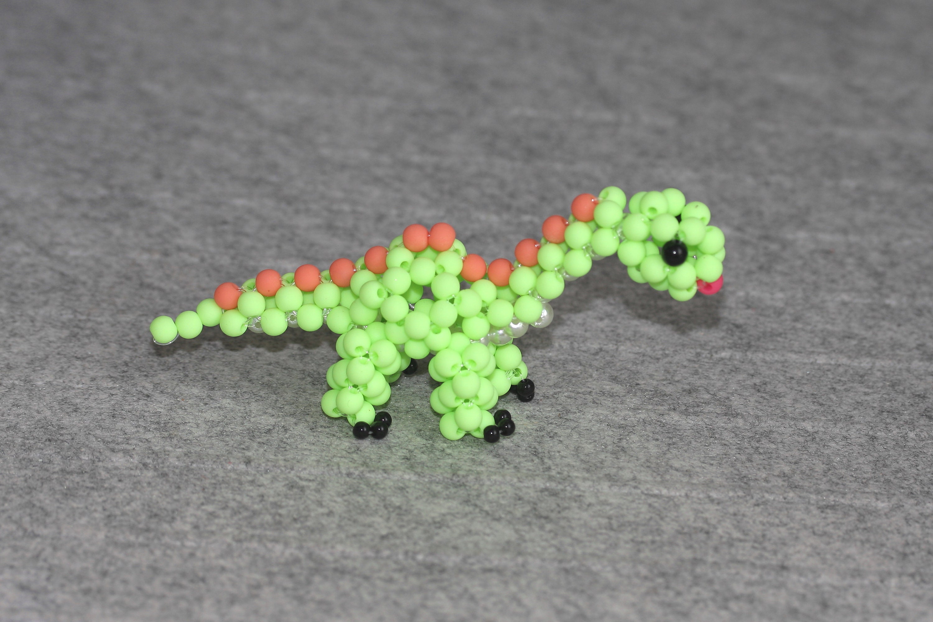 Handmade Beaded Dinosaur & Crocodile Toy, 6mm Acrylic Beads, Keyring ...