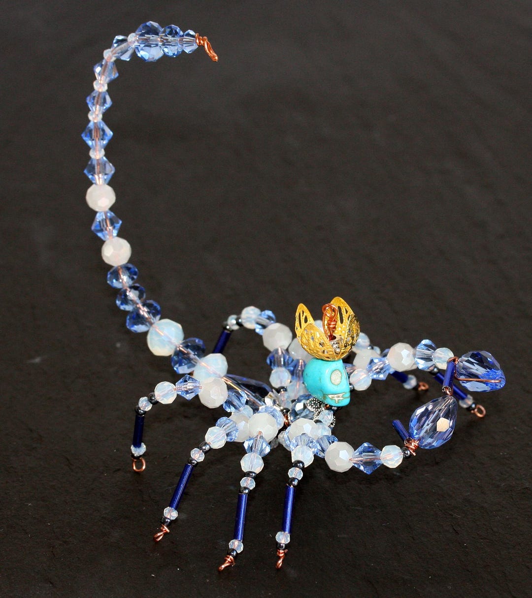 Original Design Handmade Beaded Scorpion /blue Crystal Beads Scorpion ...