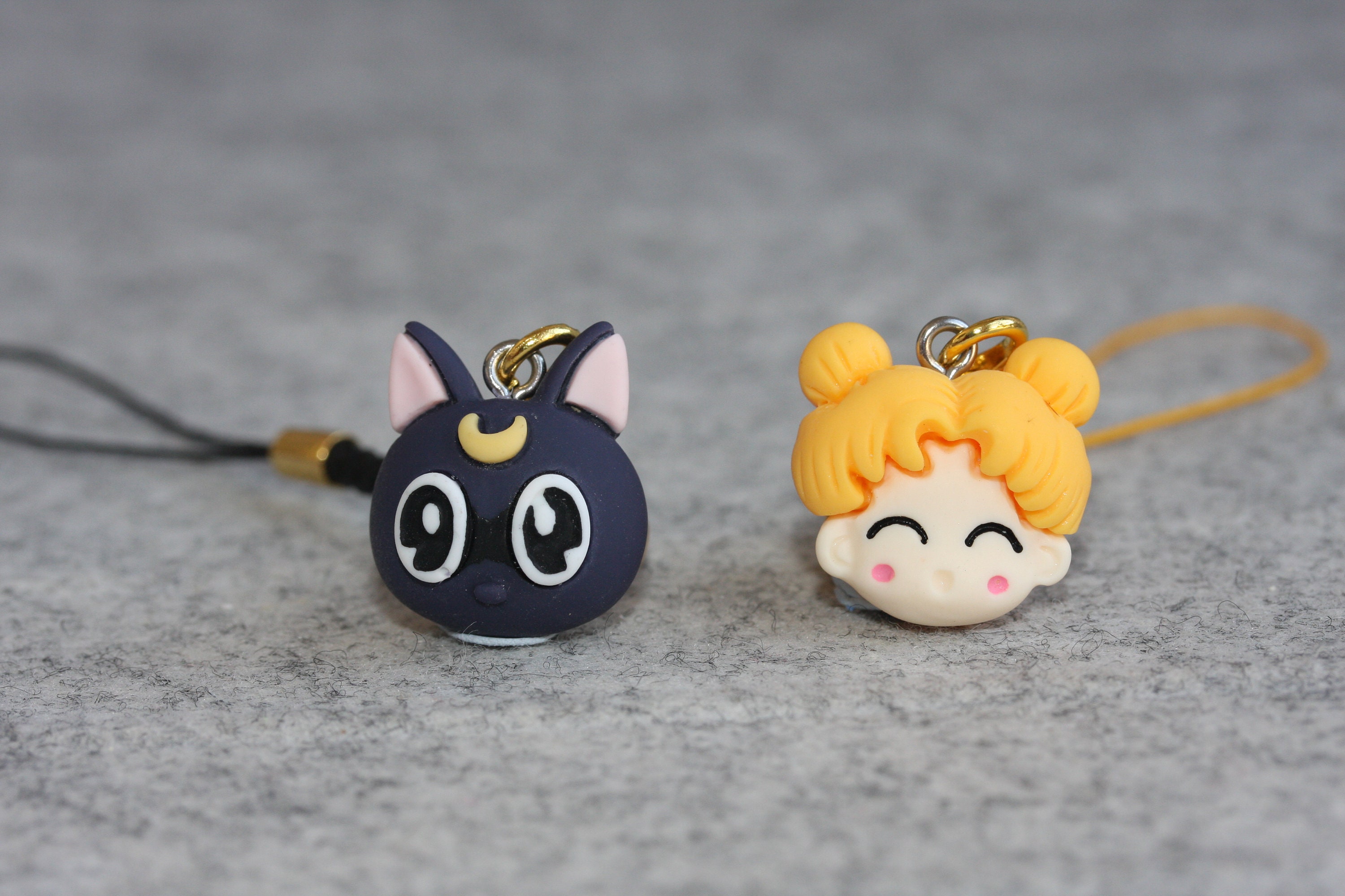 Handmade Resin Cartoon Sailor Moon & Luna Keyring, Mobile Phone Charm ...