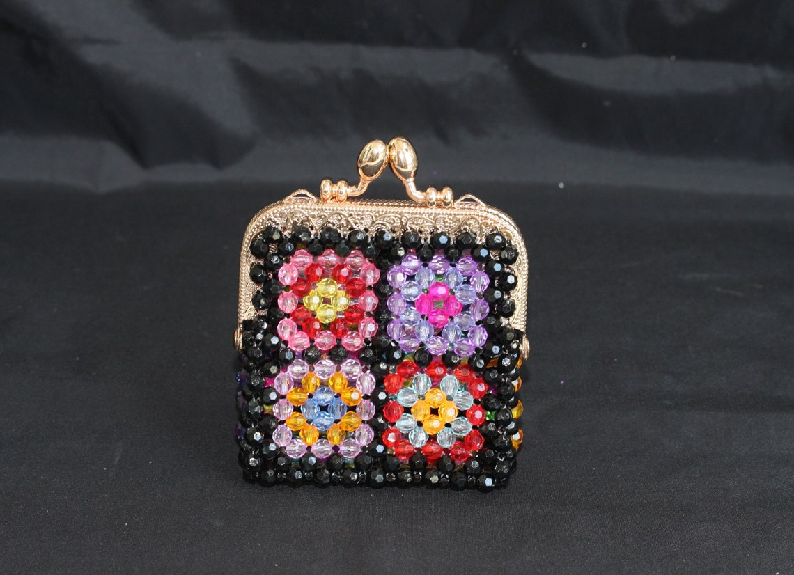 Original Design Handmade Beaded Purse /acrylic Clear Beads Coin Bag ...