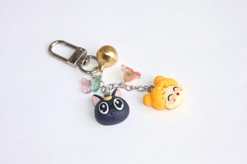 Handmade Resin Cartoon Sailor Moon & Luna Keyring, Mobile Phone Charm ...