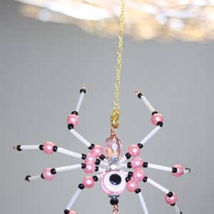 Original Design Handmade Beaded Spider / Pink Eye Spider / Swarovski ...