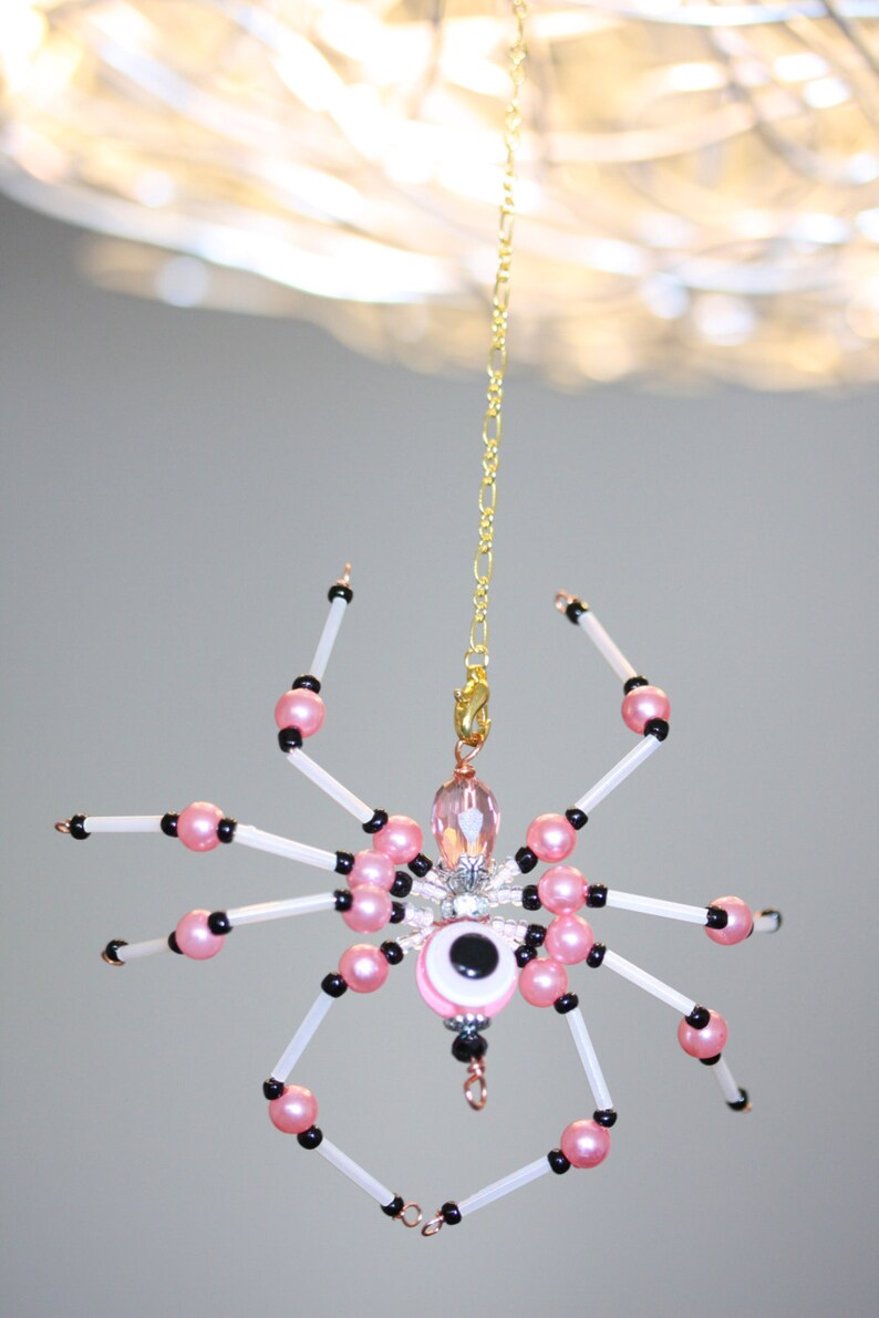 Original Design Handmade Beaded Spider / Pink Eye Spider / Swarovski ...