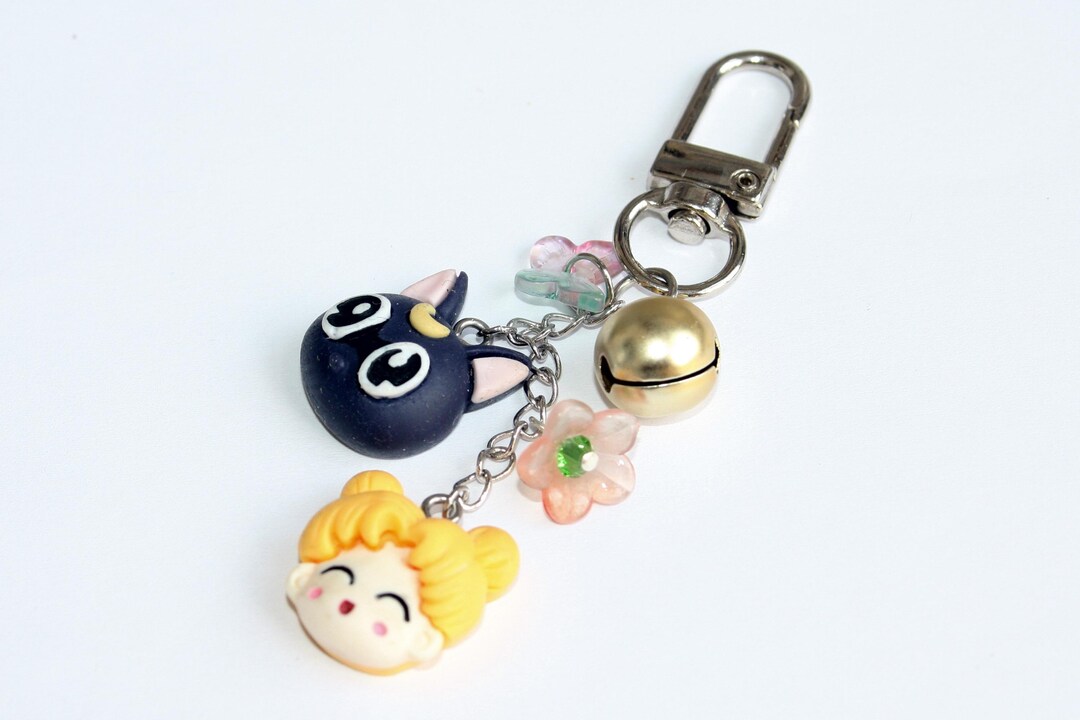Handmade Resin Cartoon Sailor Moon & Luna Keyring, Mobile Phone Charm ...
