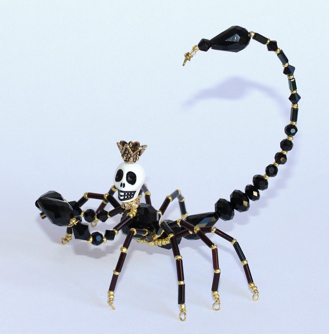 Original Design Handmade Beaded Scorpion /black Crystal Beads Scorpion ...