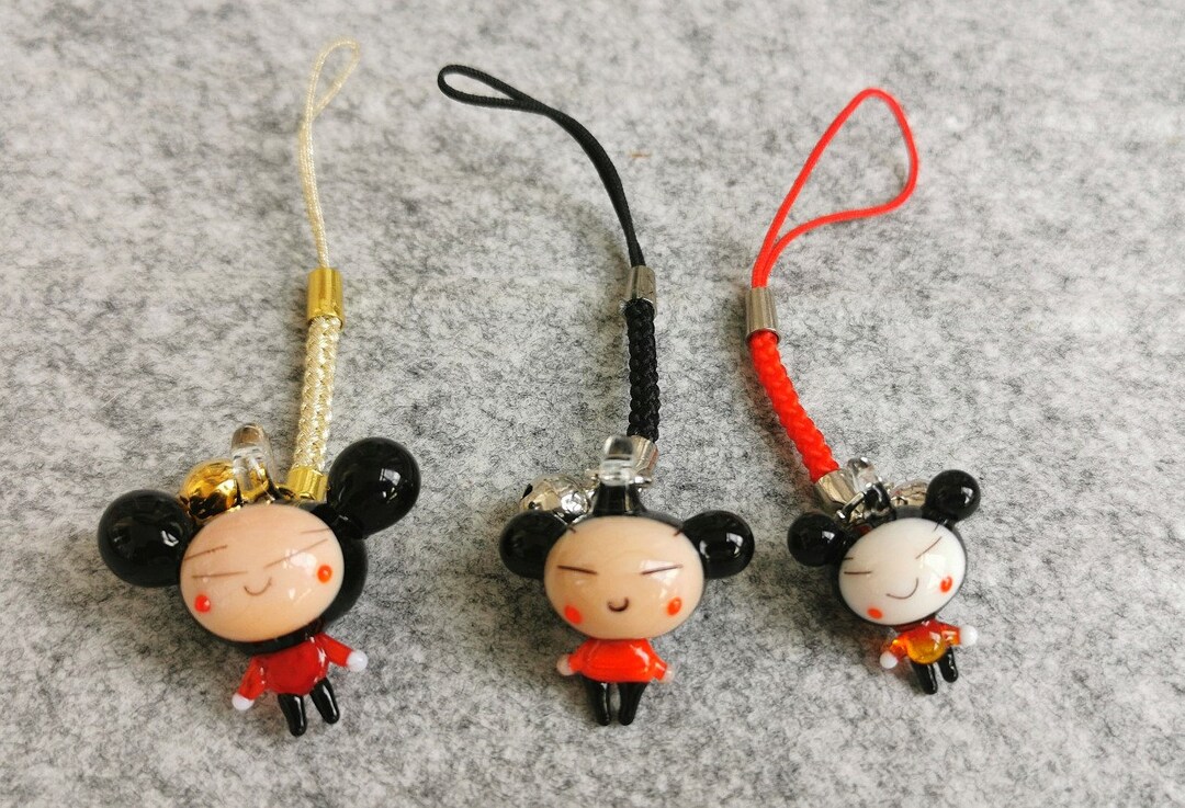 Handmade Glass Pucca Mobile Phone Charm, Keyring, Bag Charm ...