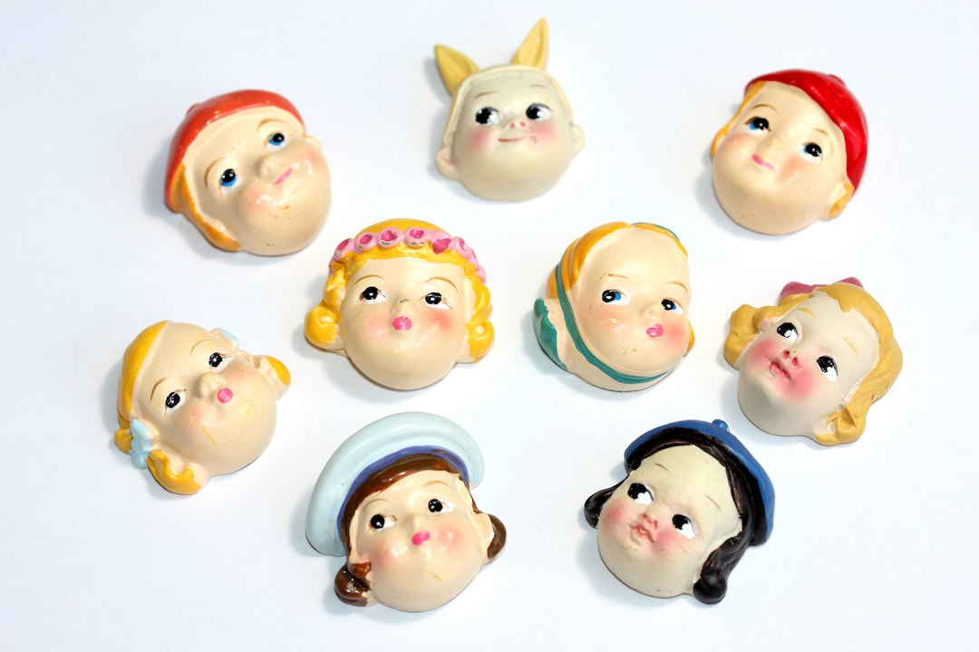 Vintage Look Doll Head / Hand Painted Resin Doll Face /miniature ...