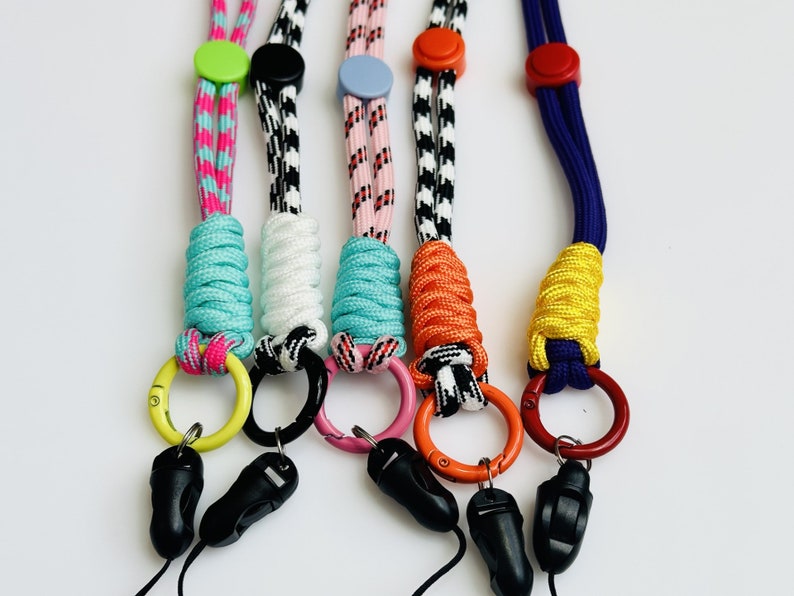 Handmade Long Lanyard, Colourful Paracord Braided Lanyard, Mobile Phone ...