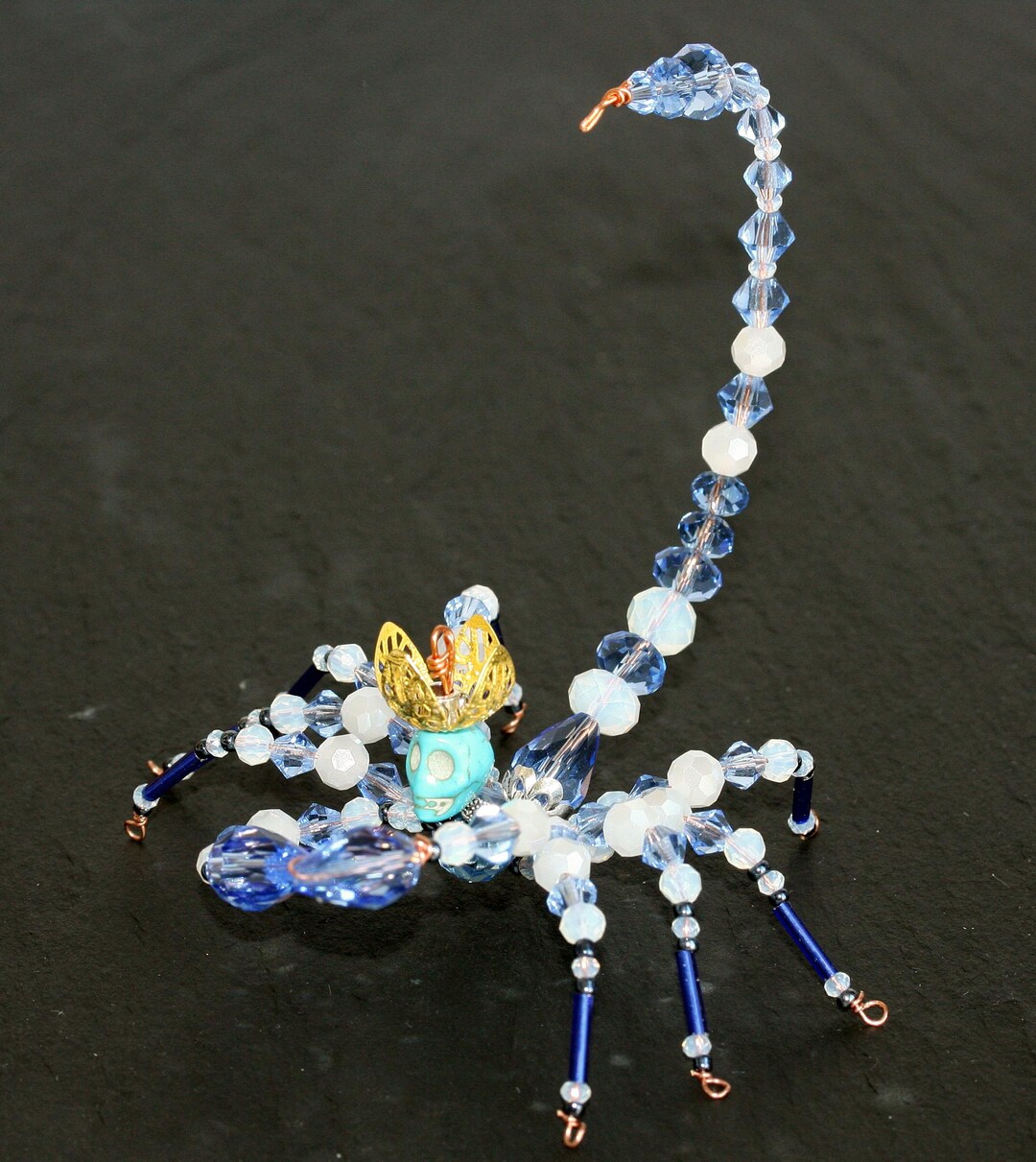 Original Design Handmade Beaded Scorpion /blue Crystal Beads Scorpion ...