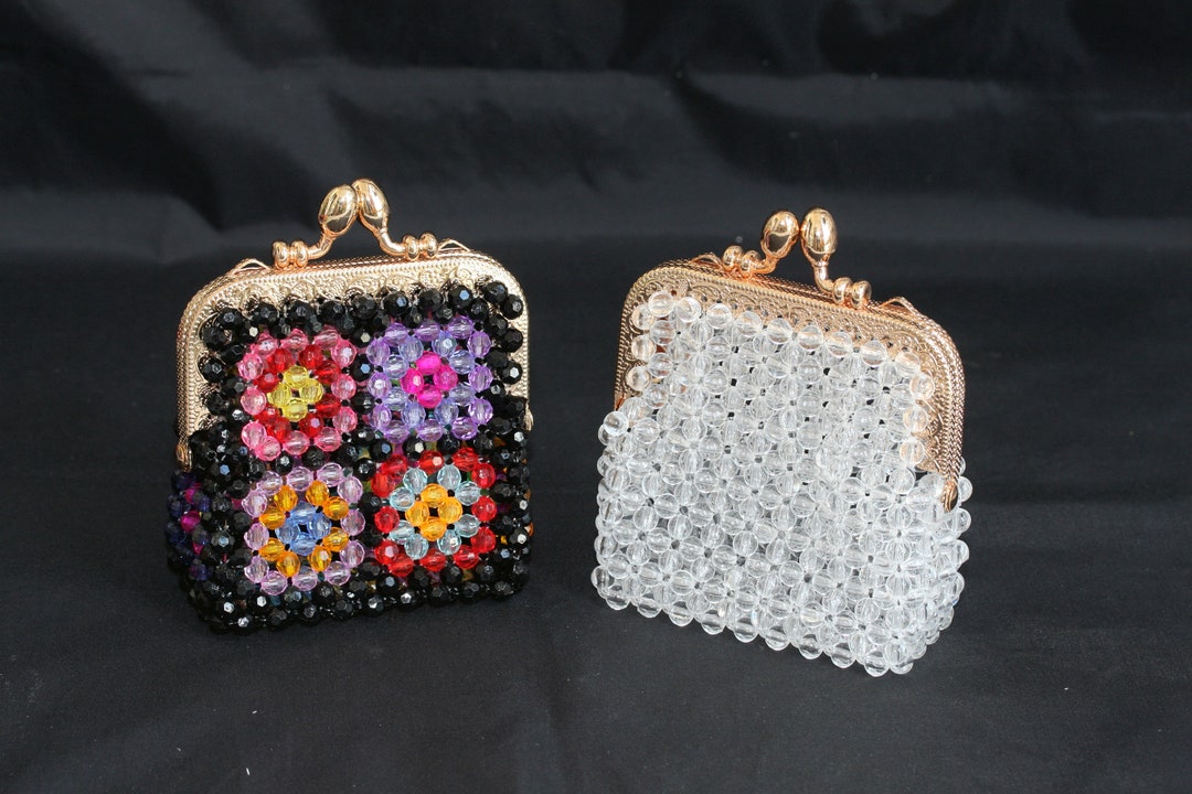 Original Design Handmade Beaded Purse /acrylic Clear Beads Coin Bag ...