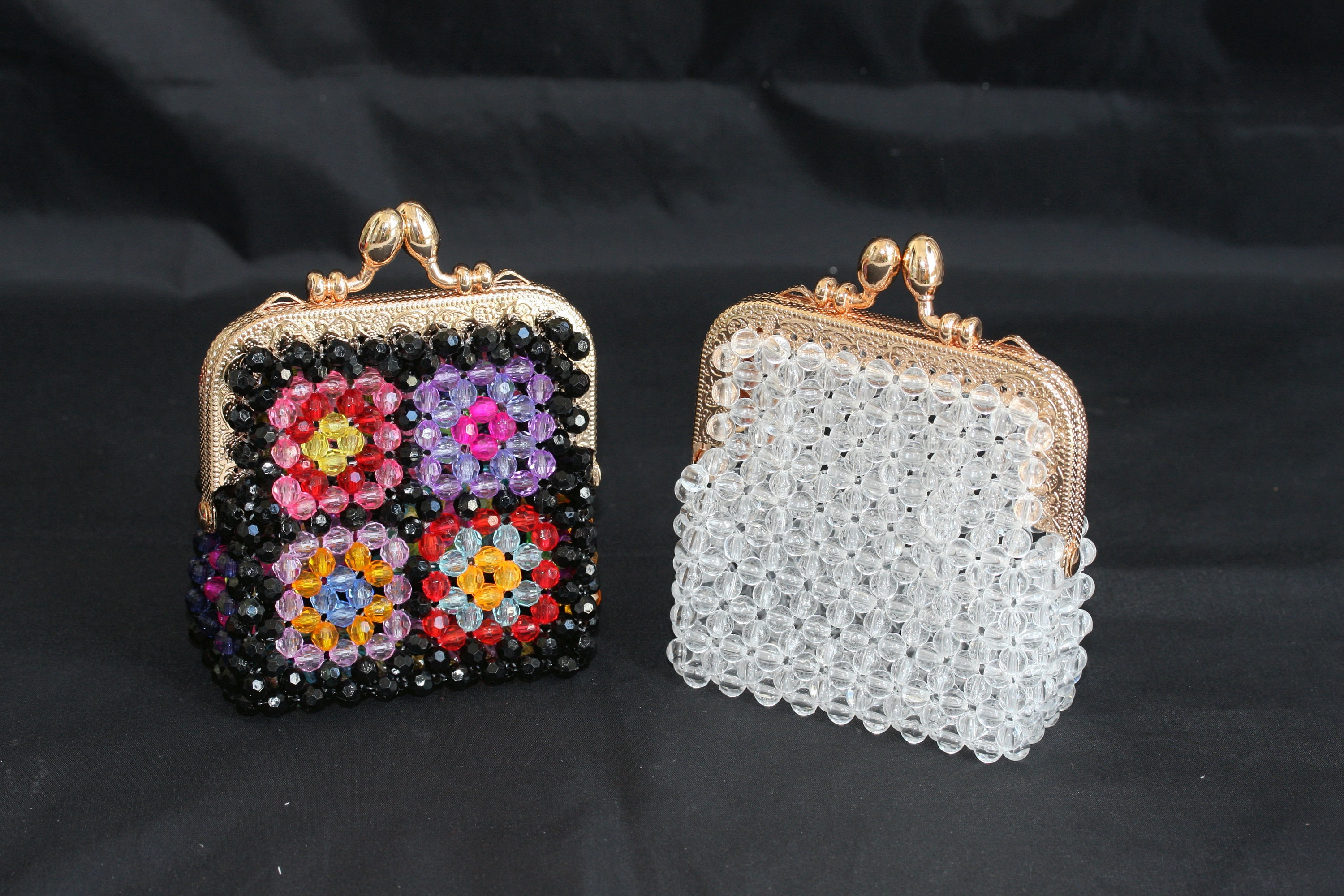 Original Design Handmade Beaded Purse /acrylic Clear Beads Coin Bag ...