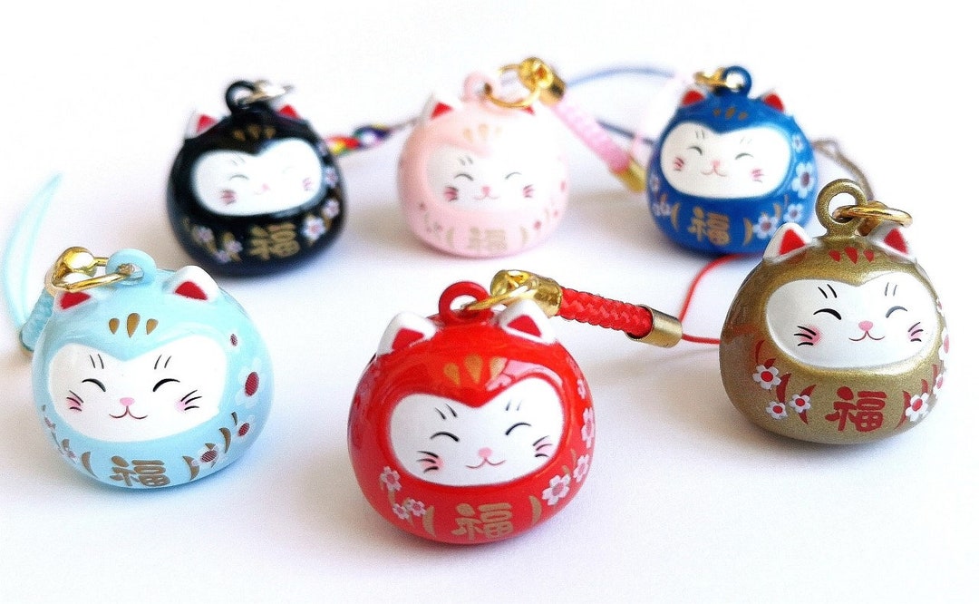 Handmade Mobile Phone Charm, Hand Painted Japanese Amulet Maneki Neko ...