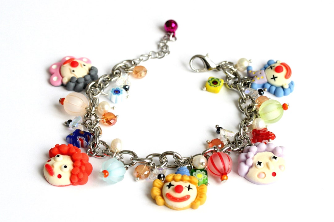 Original Design Handmade Clown Face Charm Bracelet / Circus Charm ...