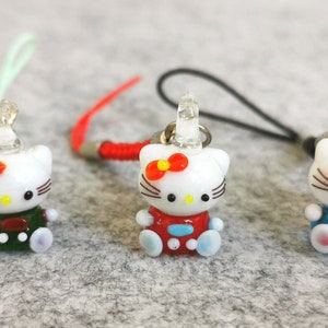 Handmade Glass Kitty Mobile Phone Charm, Keyring, Bag Charm ...
