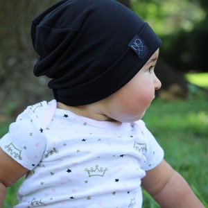 Lightweight Black Slouchy Beanie / Jersey Knit Slouch Hat / Baby ...