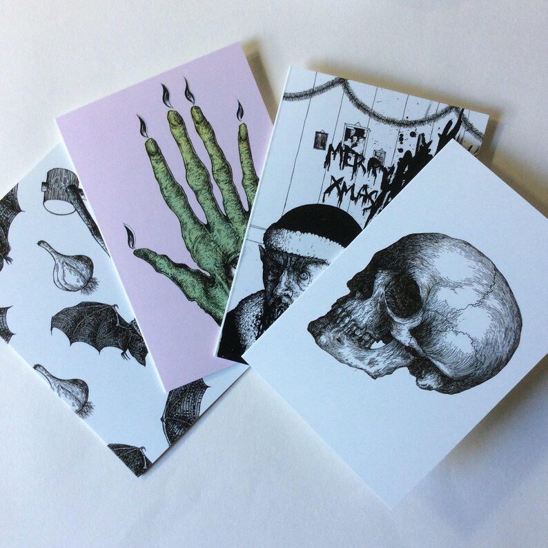 Set of Four Creepy Greetings Cards - Etsy