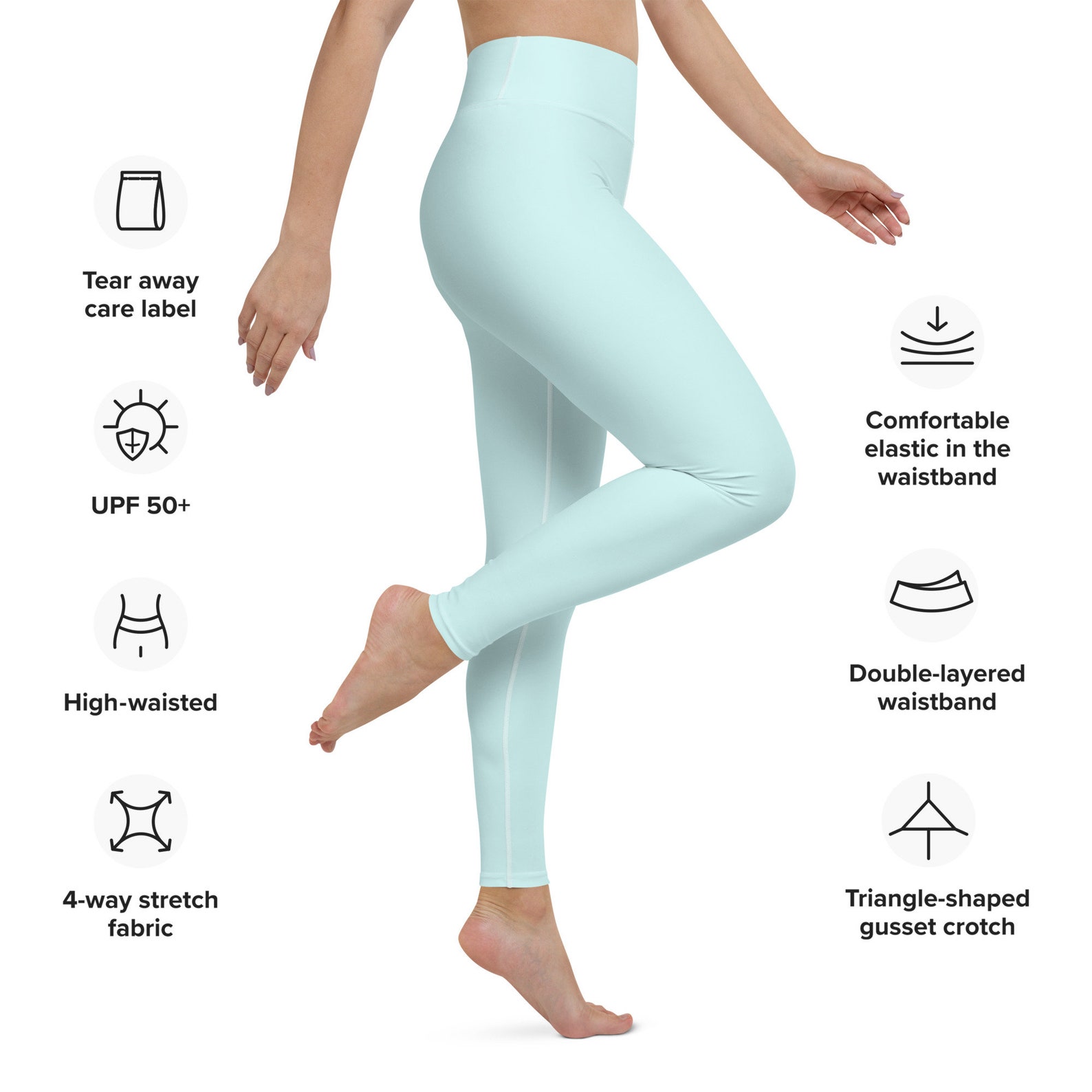 Powder Blue Light Cyan Blue Yoga Leggings Workout Lounge Walk