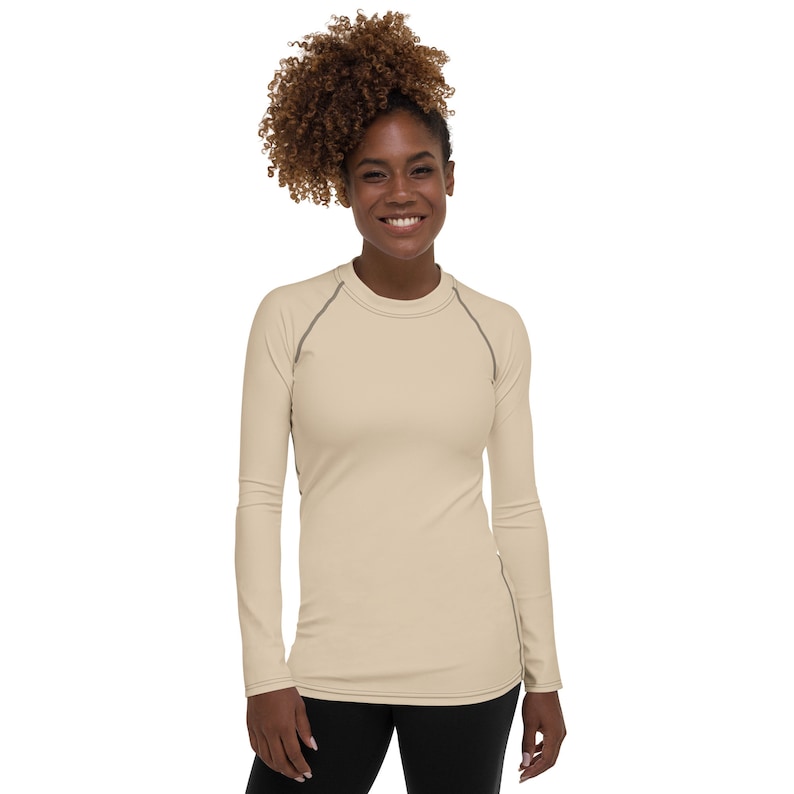 Champagne Beige Women's Rash Guard UPF 50 for Yoga, Paddle-board ...