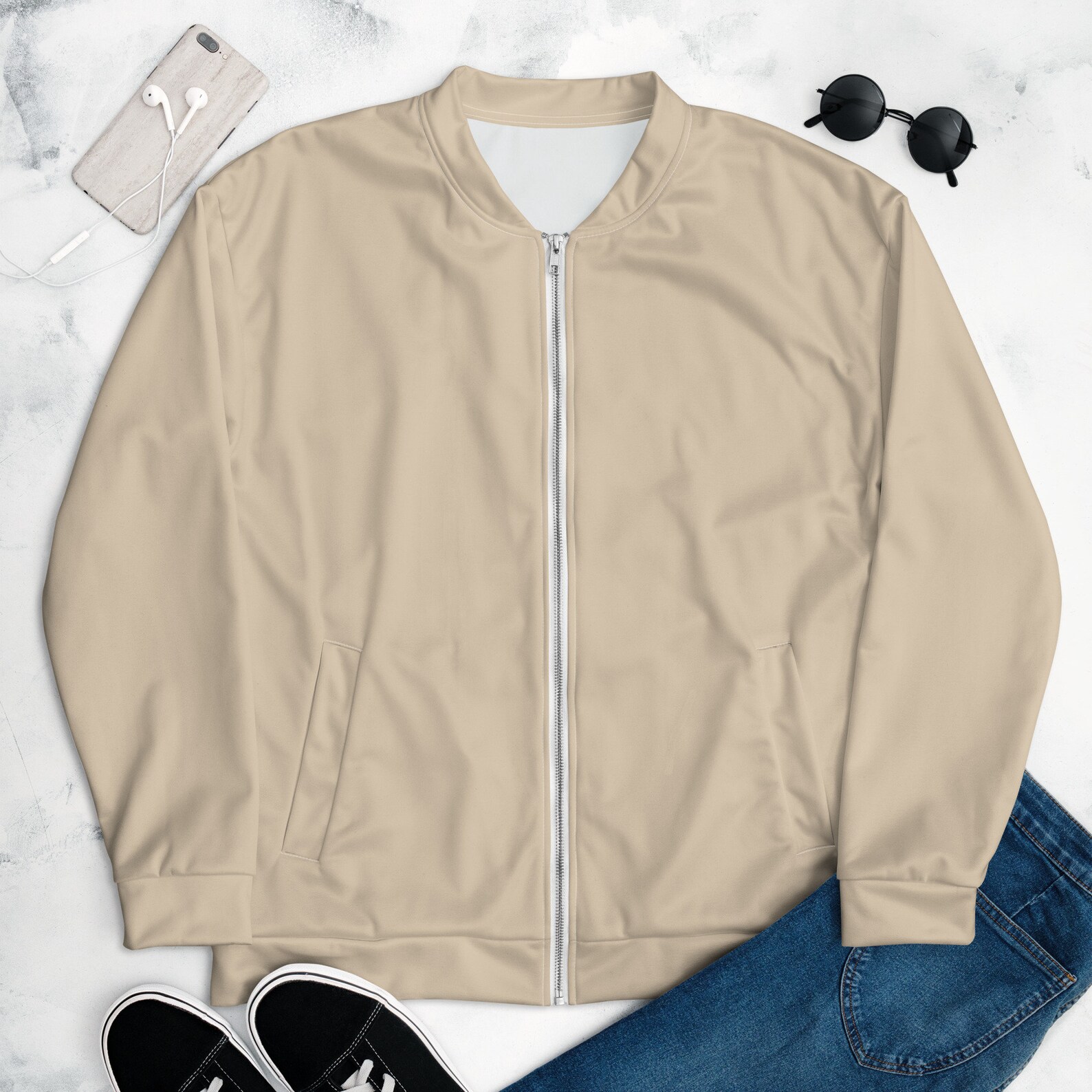 Champagne Unisex Bomber Jacket for Comfort and Style Walking, Workout ...